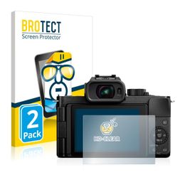 BROTECT Displayschutzfolie Schutzfolie für Panasonic Lumix G110, 2 Stück, 2 Stück, Displayschutz Schutz Folie Klar Transparent, weiß