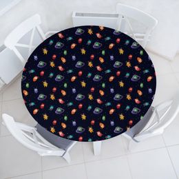 Abakuhaus Tischdecke Rundum-elastische Stofftischdecke, Platz Aliens in Love Glückliche, bunt