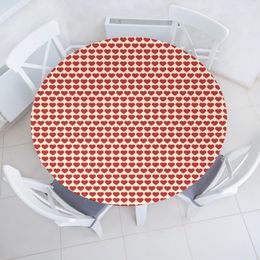 Abakuhaus Tischdecke Rundum-elastische Stofftischdecke, Valentine Vibrant Red Hearts, beige