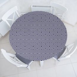 Abakuhaus Tischdecke Rundum-elastische Stofftischdecke, Abstrakt symmetrische Triangles, blau