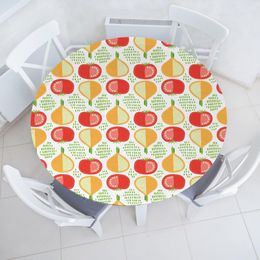 Abakuhaus Tischdecke Rundum-elastische Stofftischdecke, Gemüse Zwiebel und Tomate-Muster, bunt