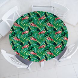 Abakuhaus Tischdecke Rundum-elastische Stofftischdecke, Insel Tropical Chameleons, bunt