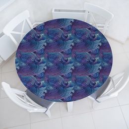 Abakuhaus Tischdecke Rundum-elastische Stofftischdecke, Abstrakt Ozean inspiriert Paisley, blau|lila