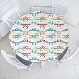 Abakuhaus Tischdecke Rundum-elastische Stofftischdecke, Flugzeug Bunte Biplanes Childish