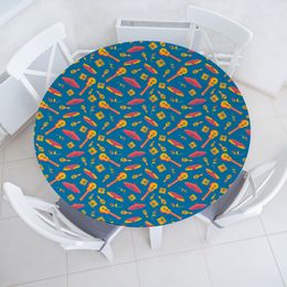 Abakuhaus Tischdecke Rundum-elastische Stofftischdecke, Cinco de Mayo Mexican Theme, blau|gelb