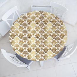 Abakuhaus Tischdecke Rundum-elastische Stofftischdecke, Damast Ombre Abstract Floral, gelb