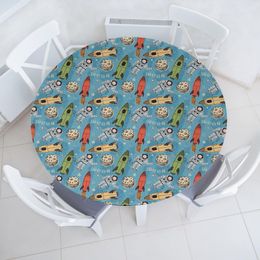 Abakuhaus Tischdecke Rundum-elastische Stofftischdecke, Platz Astronauts mit Rockets, bunt
