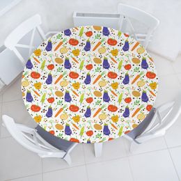 Abakuhaus Tischdecke Rundum-elastische Stofftischdecke, Gemüse Nursery Cartoon-Muster, bunt