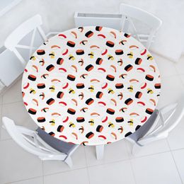 Abakuhaus Tischdecke Rundum-elastische Stofftischdecke, Sushi Leckere Brötchen und Nigiri Speisen, bunt