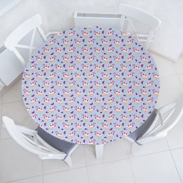 Abakuhaus Tischdecke Rundum-elastische Stofftischdecke, Sommer Kirsch Flamingo Ice Cream, bunt
