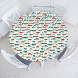 Abakuhaus Tischdecke Rundum-elastische Stofftischdecke, Fisch Bunte Ozean Tiermuster
