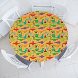 Abakuhaus Tischdecke Rundum-elastische Stofftischdecke, Fantasie Dino Plants Volcano, bunt