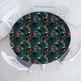 Abakuhaus Tischdecke Rundum-elastische Stofftischdecke, Tropisch Realistische Regenwald Flora, bunt