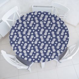 Abakuhaus Tischdecke Rundum-elastische Stofftischdecke, Früchte Ananas Blumenweinl, lila