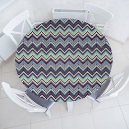Abakuhaus Tischdecke Rundum-elastische Stofftischdecke, Ikat Chevron Tile, blau|lila