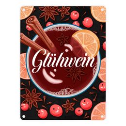 speecheese Metallschild Glühwein mit Zutaten Motiv dekoratives Metallschild in 15x20 cm für