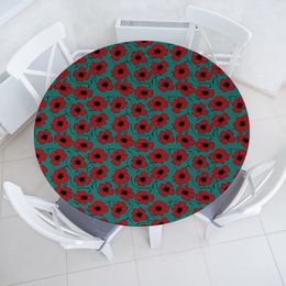 Abakuhaus Tischdecke Rundum-elastische Stofftischdecke, Mohn Wirbel auf Teal Hintergrund, blau