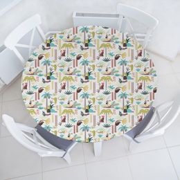 Abakuhaus Tischdecke Rundum-elastische Stofftischdecke, Urwald Tropic Waldtiere, bunt
