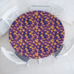 Abakuhaus Tischdecke Rundum-elastische Stofftischdecke, Pop-Art Feuerzeichen Flamme Memphis, blau|rosa