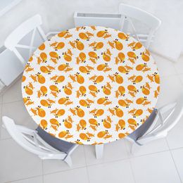 Abakuhaus Tischdecke Rundum-elastische Stofftischdecke, Karikatur Sleeping Fox Cub, gelb