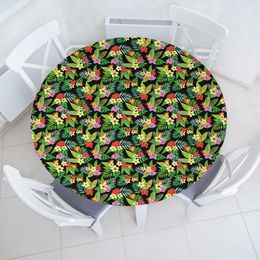 Abakuhaus Tischdecke Rundum-elastische Stofftischdecke, Bunt Floral Botanik Zusammensetzung