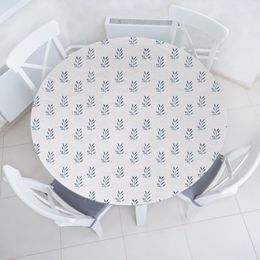 Abakuhaus Tischdecke Rundum-elastische Stofftischdecke, Northwoods Wiesenkräuter-Muster, blau|grau
