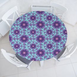 Abakuhaus Tischdecke Rundum-elastische Stofftischdecke, lila Mandala Mosaic Fractal, blau|lila