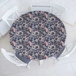 Abakuhaus Tischdecke Rundum-elastische Stofftischdecke, Botanisch Pastell Snake und Zweige, bunt