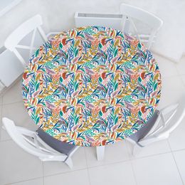 Abakuhaus Tischdecke Rundum-elastische Stofftischdecke, Bunt Tropical Doodle Blätter