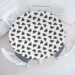 Abakuhaus Tischdecke Rundum-elastische Stofftischdecke, Flugzeug Simplistisches Graustufenobjekt