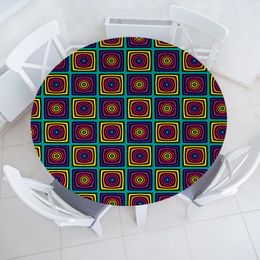 Abakuhaus Tischdecke Rundum-elastische Stofftischdecke, Abstrakt Nested-Platz und Kreise, bunt