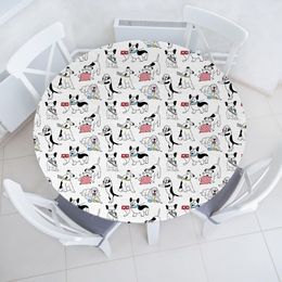 Abakuhaus Tischdecke Rundum-elastische Stofftischdecke, Hundeliebhaber Lustig Verspielt Welpen, bunt