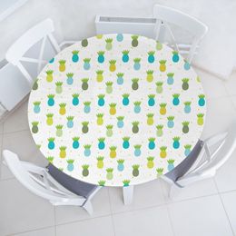 Abakuhaus Tischdecke Rundum-elastische Stofftischdecke, Ananas Tropische Frucht-Tupfen, bunt