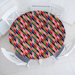 Abakuhaus Tischdecke Rundum-elastische Stofftischdecke, geometrisch Parallelogramm-Blöcke, bunt
