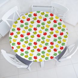 Abakuhaus Tischdecke Rundum-elastische Stofftischdecke, Obst Simplistic Repetitive Äpfel, gelb