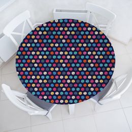 Abakuhaus Tischdecke Rundum-elastische Stofftischdecke, Geometrisch Grunge-Muster Tupfen, blau