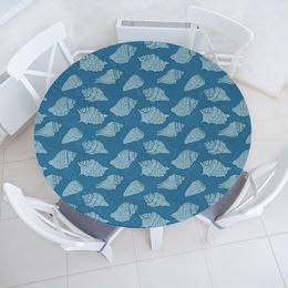 Abakuhaus Tischdecke Rundum-elastische Stofftischdecke, Muscheln Nautical Kreative Shells, blau