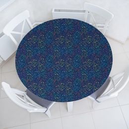 Abakuhaus Tischdecke Rundum-elastische Stofftischdecke, Himmlisch Sternennacht Himmel Mond Punkt, gelb