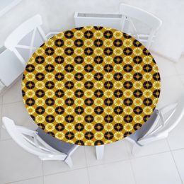 Abakuhaus Tischdecke Rundum-elastische Stofftischdecke, Abstrakt Kreisförmiges Muster, blau