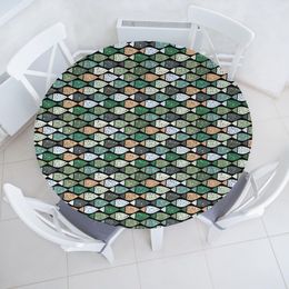 Abakuhaus Tischdecke Rundum-elastische Stofftischdecke, Unterwasser- Fisch mit Blots auf der Haut, bunt|grau