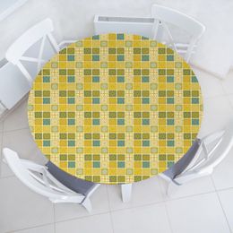 Abakuhaus Tischdecke Rundum-elastische Stofftischdecke, Talavera Folkloric Aufwändige Squares, bunt|gelb