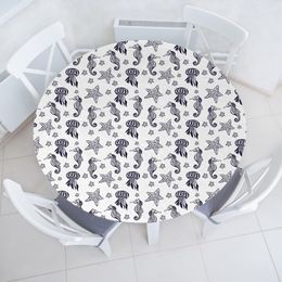 Abakuhaus Tischdecke Rundum-elastische Stofftischdecke, Seahorse Tropical Unterwasser, blau