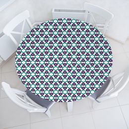 Abakuhaus Tischdecke Rundum-elastische Stofftischdecke, Geometrisch Sterne Winkelförmige Formen Kunst, lila