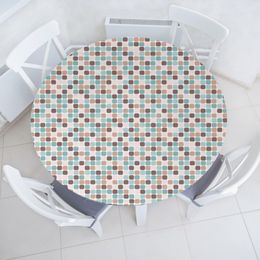 Abakuhaus Tischdecke Rundum-elastische Stofftischdecke, Abstrakt abgerundete Squares, bunt