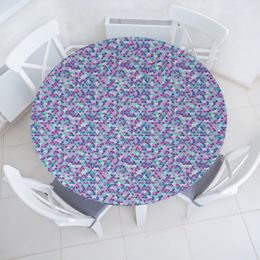Abakuhaus Tischdecke Rundum-elastische Stofftischdecke, Geometrisch Dreiecke Hexagone Plot, rosa