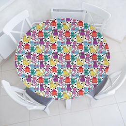 Abakuhaus Tischdecke Rundum-elastische Stofftischdecke, Katze Buntes Romantisches Mascots