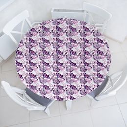 Abakuhaus Tischdecke Rundum-elastische Stofftischdecke, Schmetterling Abstrakt Exotische Flügel, lila