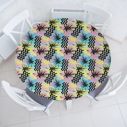 Abakuhaus Tischdecke Rundum-elastische Stofftischdecke, Abstrakt Quirky Leuchtende Zusammensetzung, bunt