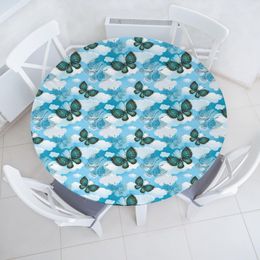 Abakuhaus Tischdecke Rundum-elastische Stofftischdecke, Schmetterling Floral ornamental Moths, blau