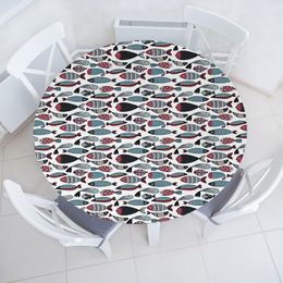Abakuhaus Tischdecke Rundum-elastische Stofftischdecke, Fisch Ozean Sea Creatures, bunt